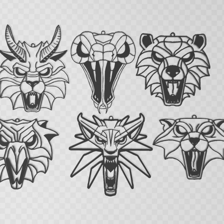 3D Printable The Witcher Schools Wall Ornament by NatyBasty3DArts