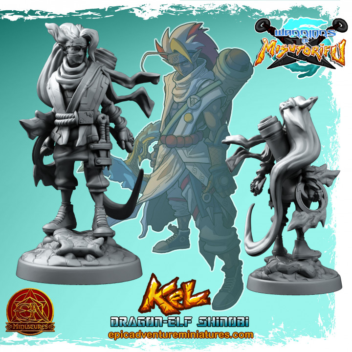 3D Printable Kel-Dragon Elf Shinobi by Hack N Slash Minis