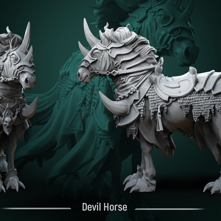 3D Printable Devil Horse pre-supported by White Werewolf Tavern