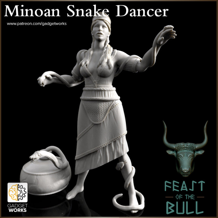 3D Printable Minoan Palace Performers - 5 figure set including Bull by ...