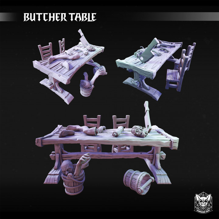 3D Printable Butcher Horror Table by Dungeon Dog
