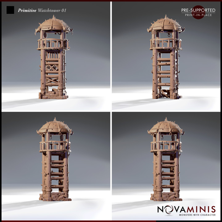 3D Printable Primitive Watchtower 01 by NovaMinis