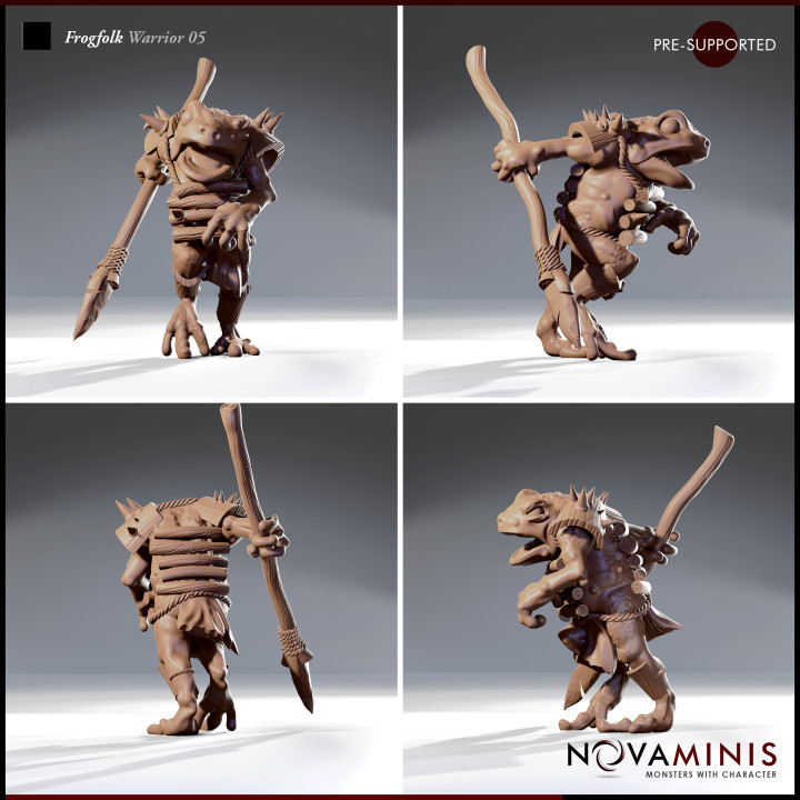 3D Printable Frogfolk Warrior 05 by NOVAMINIS