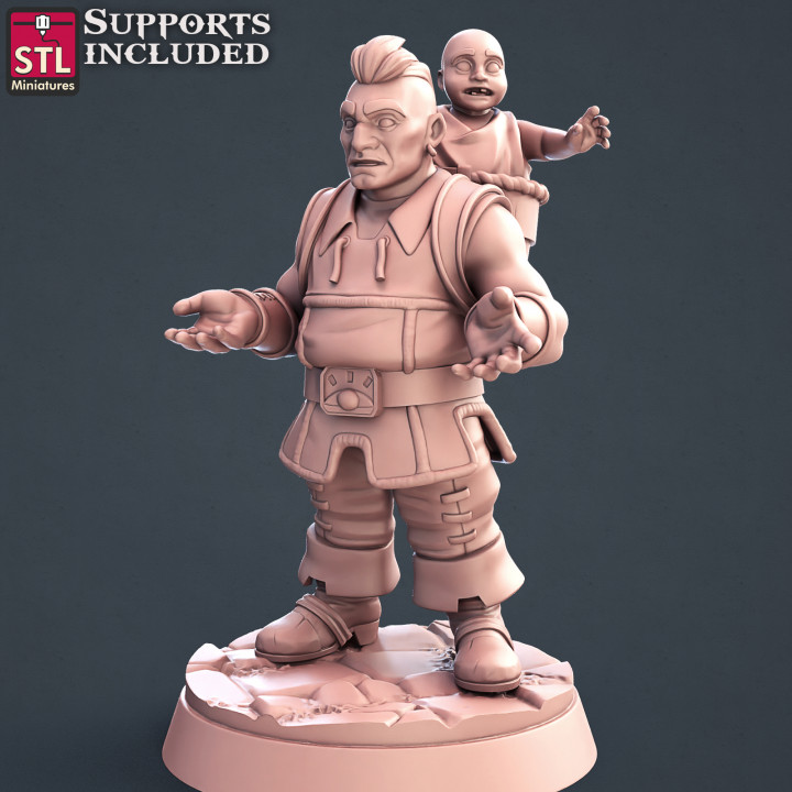 3D Printable Townsfolk A Dwarf Dad by STL Miniatures