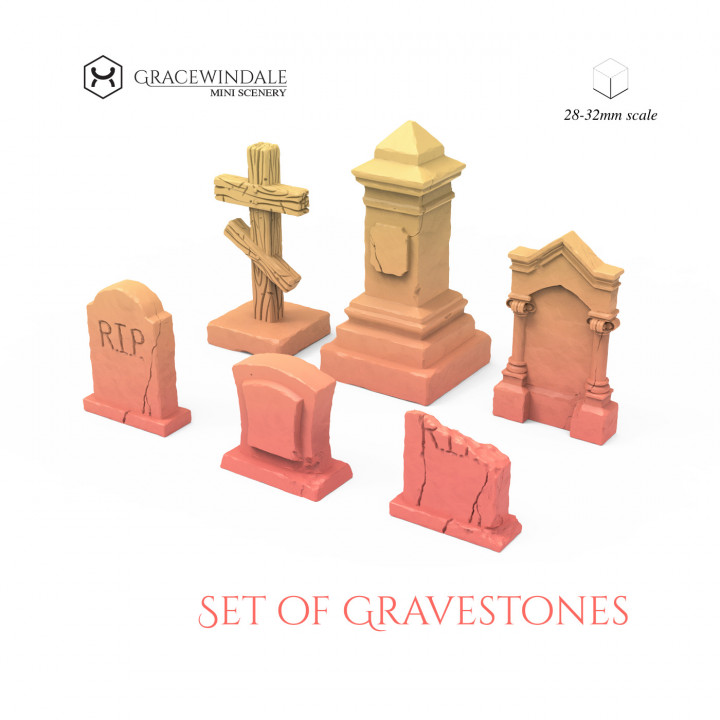 3D Printable Set of Gravestones by Gracewindale Mini Scenery