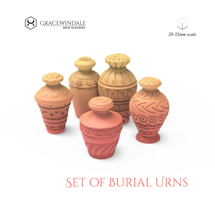 3D Printable Set of Burial Urns by Gracewindale Mini Scenery