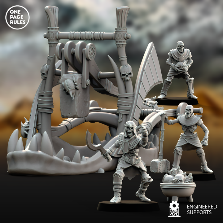 3D Printable Skull Catapult - Mummified Undead by One Page Rules