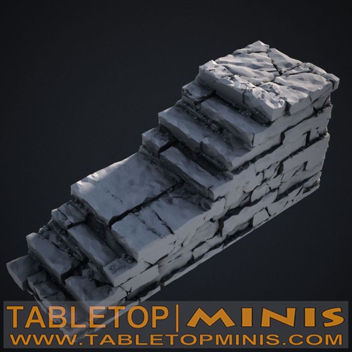 3D Printable Old Stone Stairs With Step by TableTopMinis