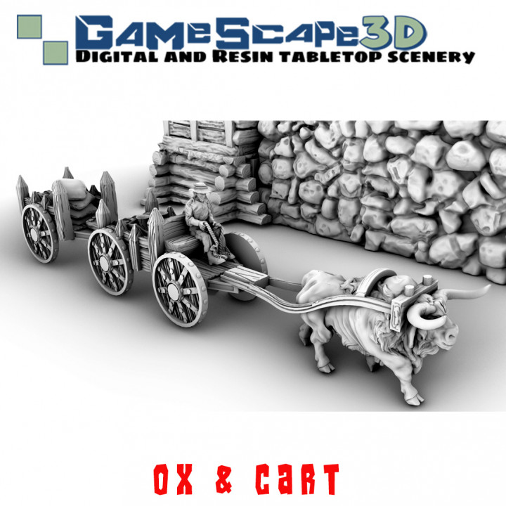 3D Printable Ox and Cart by GameScape3D