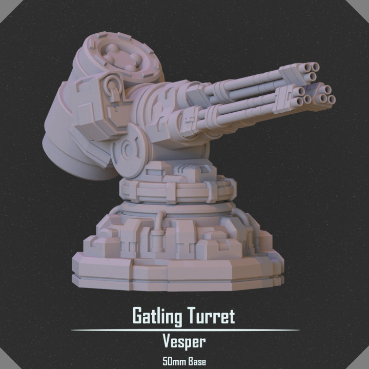 3D Printable Gatling Turret by Vesper Project