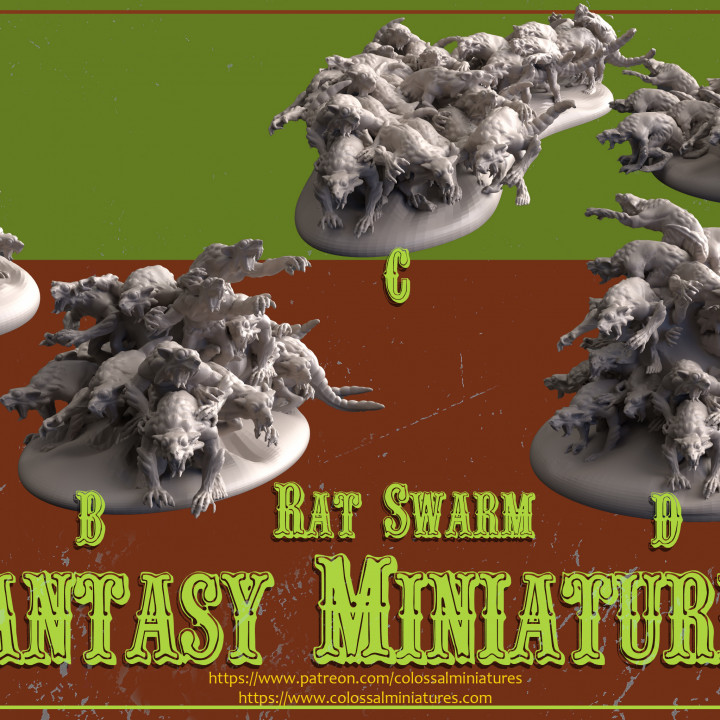 3D Printable Fantasy Series 14 Bundle, 5 x Rat Swarm minis - PRE ...