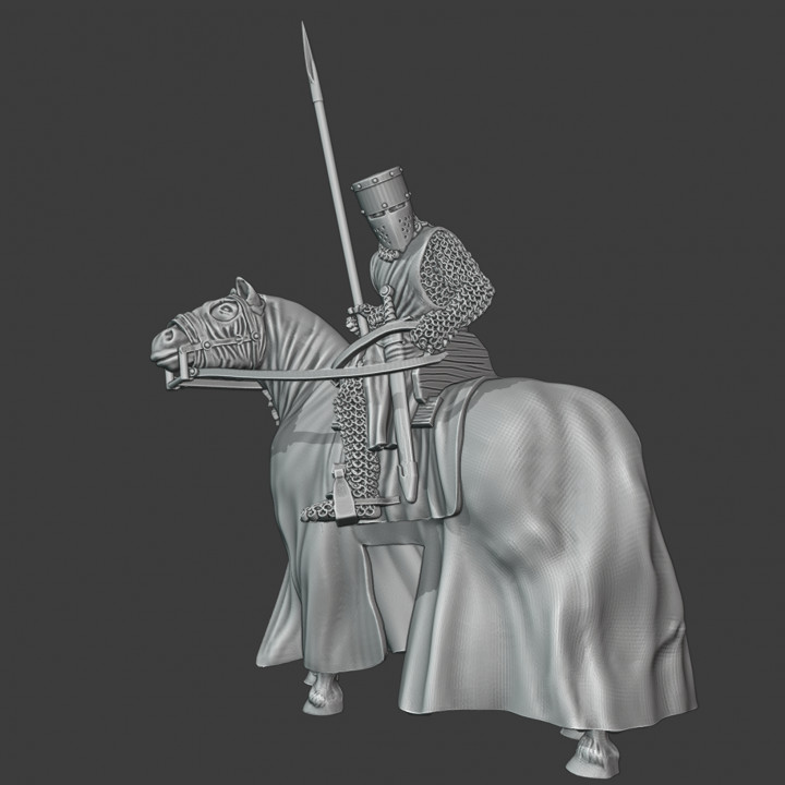 3D Printable Medieval Mounted Crusader knight looking back by Northern ...