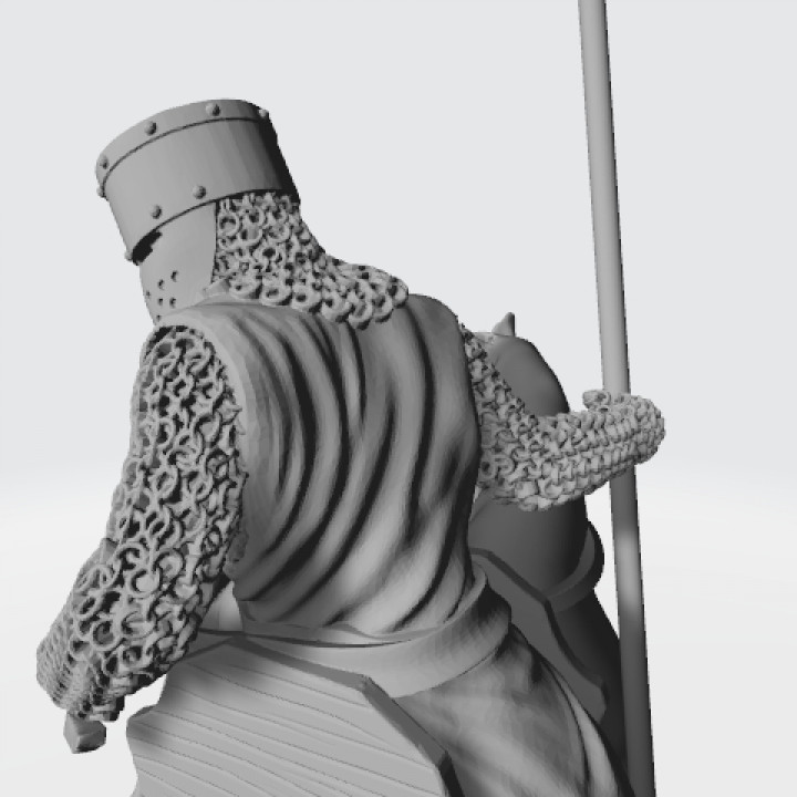3D Printable Medieval Mounted Crusader knight looking back by Northern ...