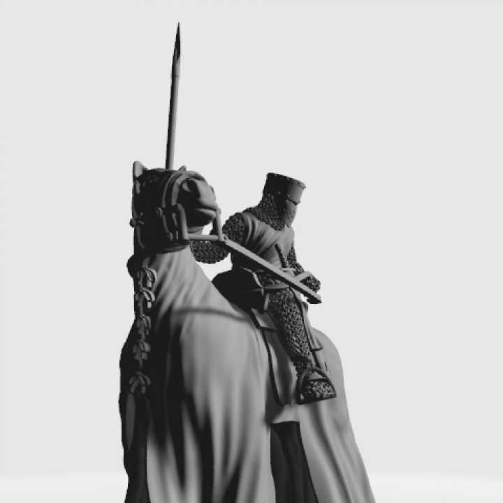 3D Printable Medieval Mounted Crusader knight looking back by Northern ...