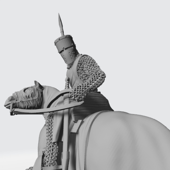 3D Printable Medieval Mounted Crusader knight looking back by Northern ...