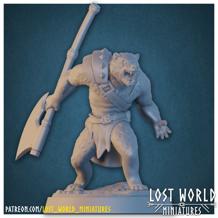 3D Printable Werebear Miniatures set - Supported by Lost World Miniatures
