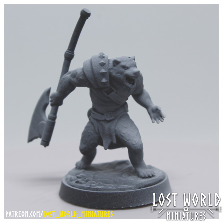 3D Printable Werebear Miniatures set - Supported by Lost World Miniatures