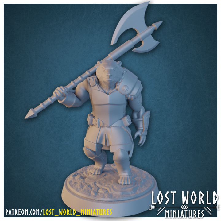 3D Printable Werebear Miniatures set - Supported by Lost World Miniatures