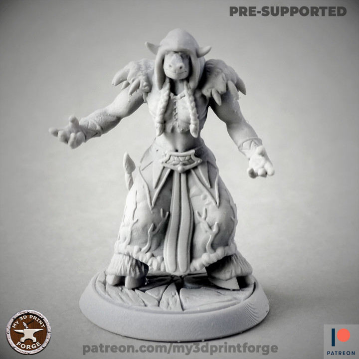 3D Printable Minotaur Female Druid Meditating by My3DPrintForge
