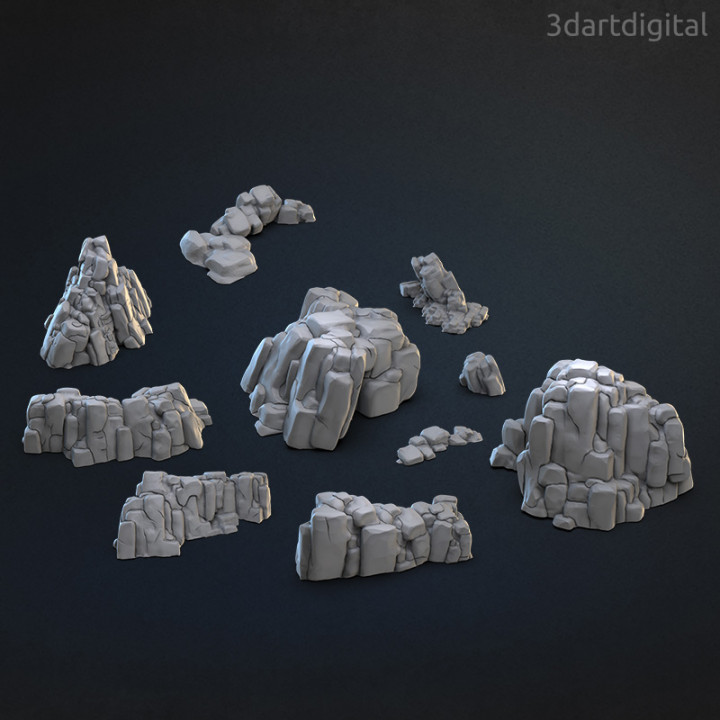 3D Printable Scattered Rocks by 3dartdigital
