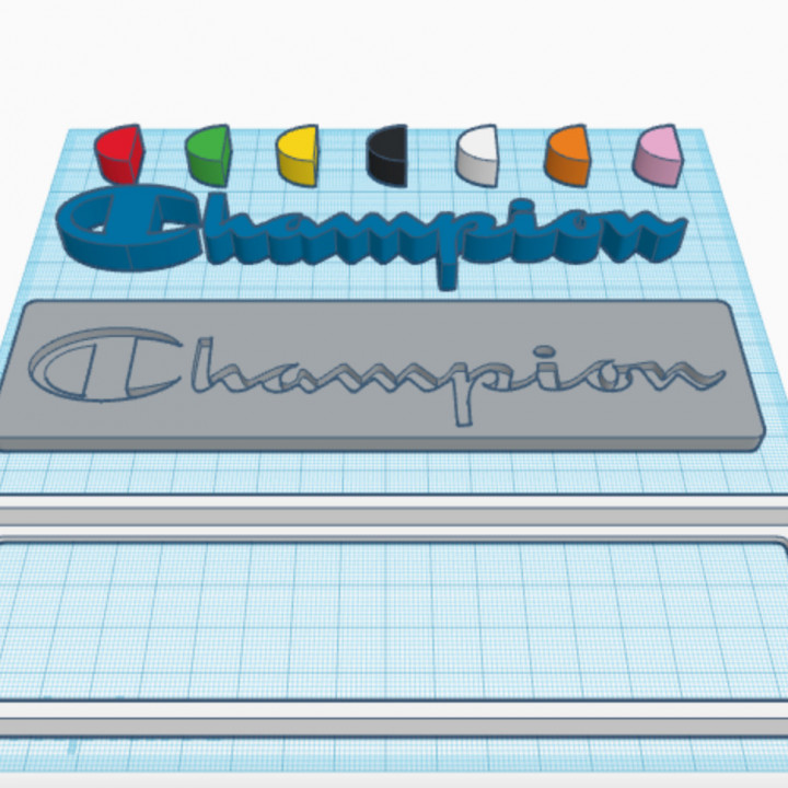 3D Printable Champion custom logo sign plate by wafflecart