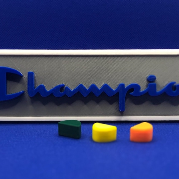3D Printable Champion custom logo sign plate by wafflecart