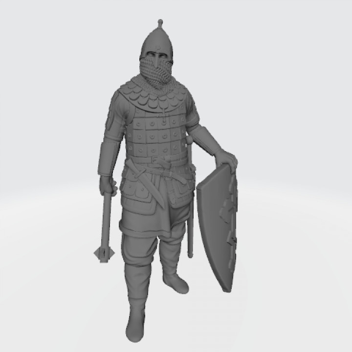 3D Printable Medieval Noble Russian Knight with mace and cross shield ...