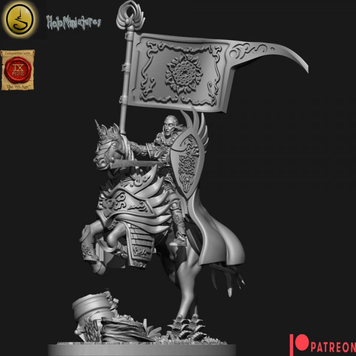 3D Printable High elves mounted lord (elf) by HoloMiniatures