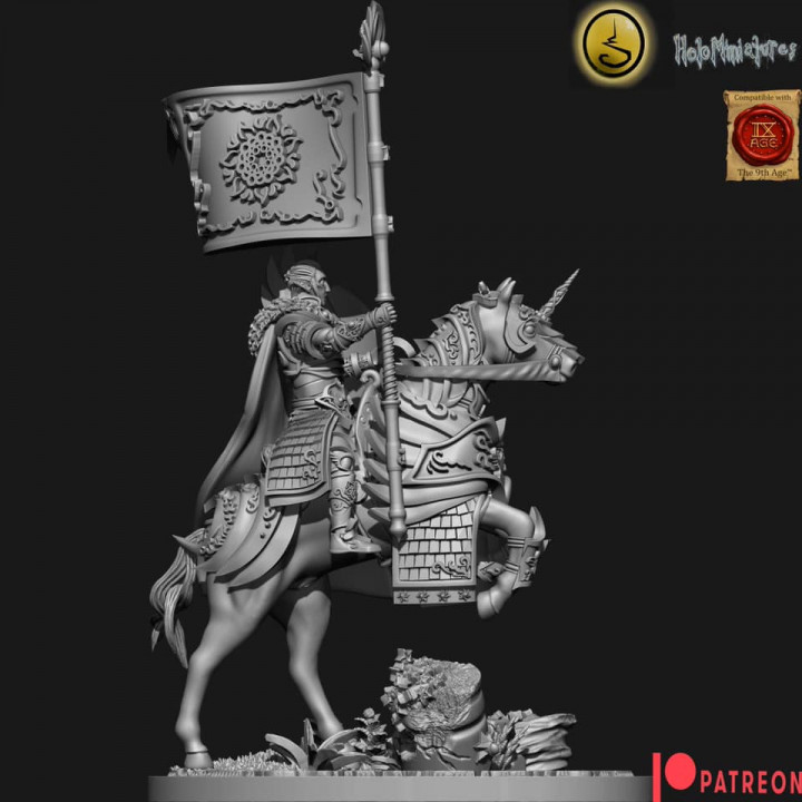 3D Printable High elves mounted lord (elf) by HoloMiniatures
