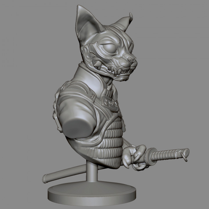 3D Printable Cat Samurai by Art of V