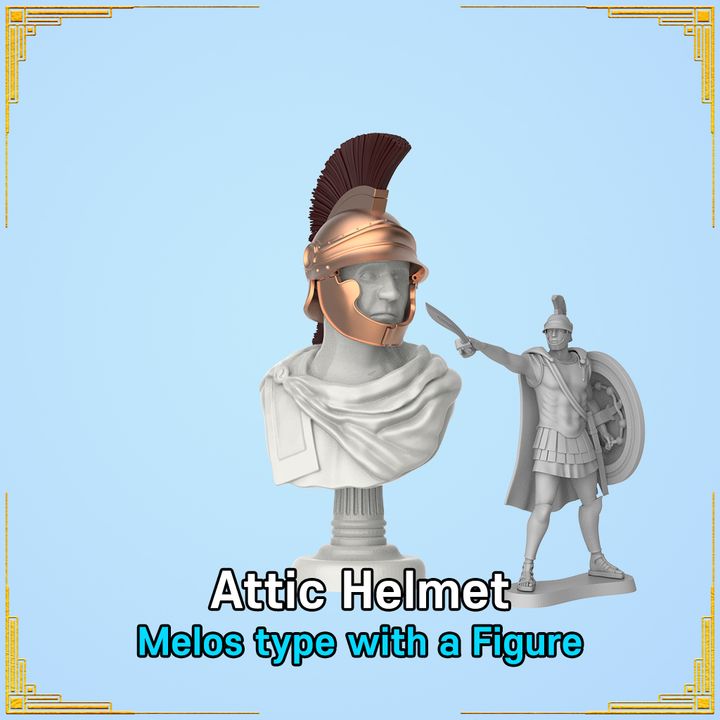 3D Printable Attic helmet of melos type with a figure by BlueSand3D