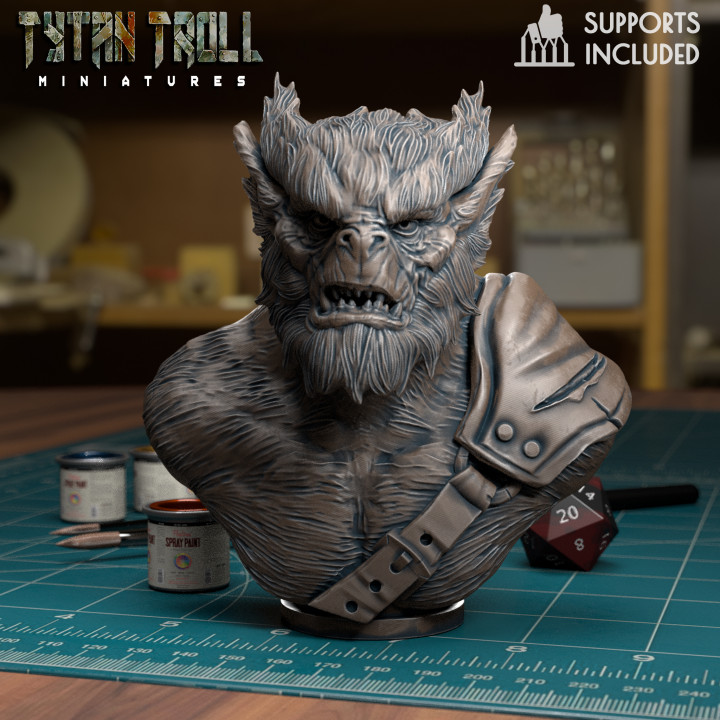 3D Printable Bug Bear Bust [Pre-Supported] by TytanTroll Miniatures