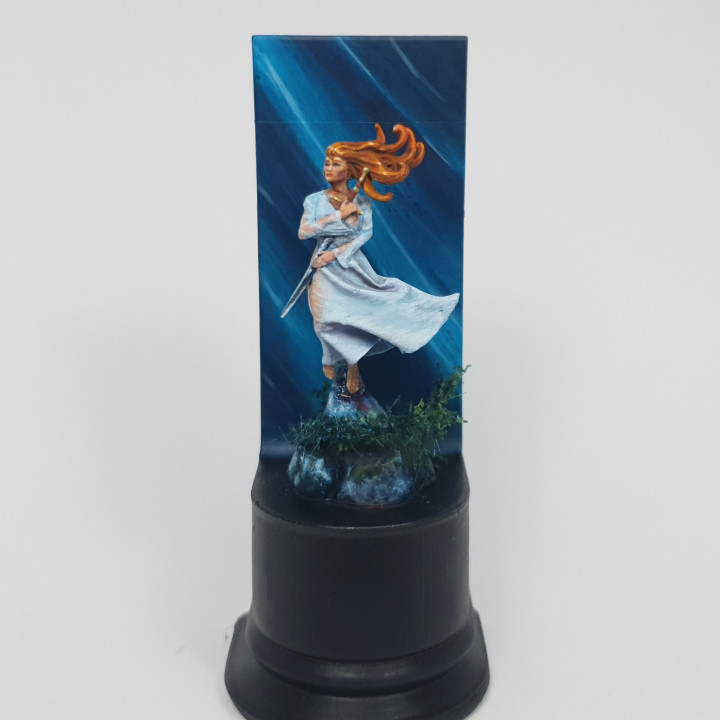 3D Printable Display plinths with backdrop by Ogareg Miniatures