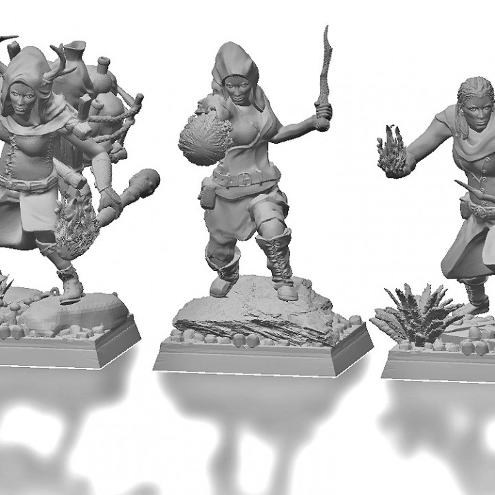 3D Printable 3x female mage miniatures Set -STL files- by 3D-Printfiles