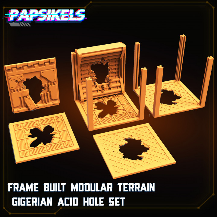3D Printable FRAME BUILT MODULAR TERRAIN GIGERIAN ACID HOLE SET by ...