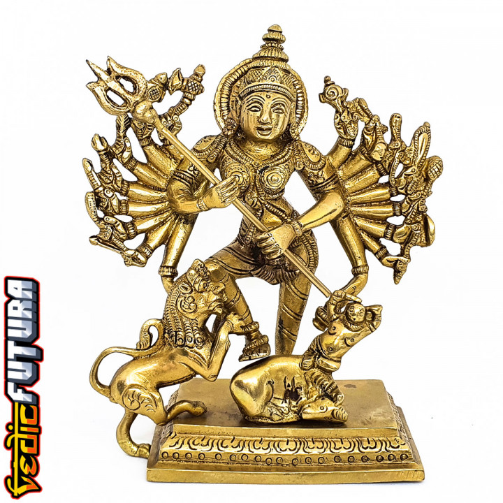 3D Printable Durga Slaying the Buffalo Demon (Mahishasura) by VedicFutura