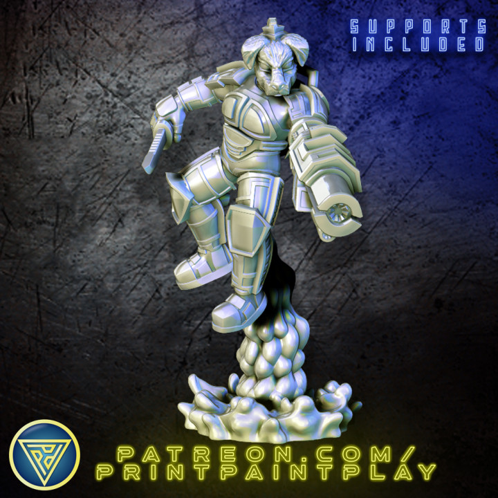 3D Printable Canine Alien Soldier by Print Paint Play