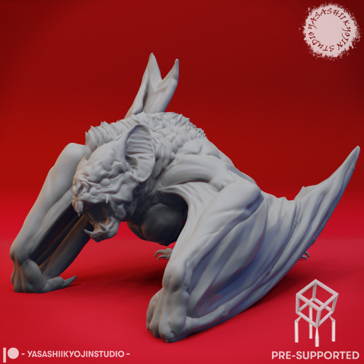 3D Printable Crawling Dire Bat - Tabletop Miniature (Pre-Supported) by ...