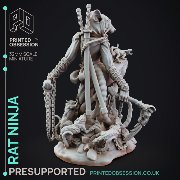 3D Printable Rat Ninja - Assassin - PRESUPPORTED - 32mm scale by ...