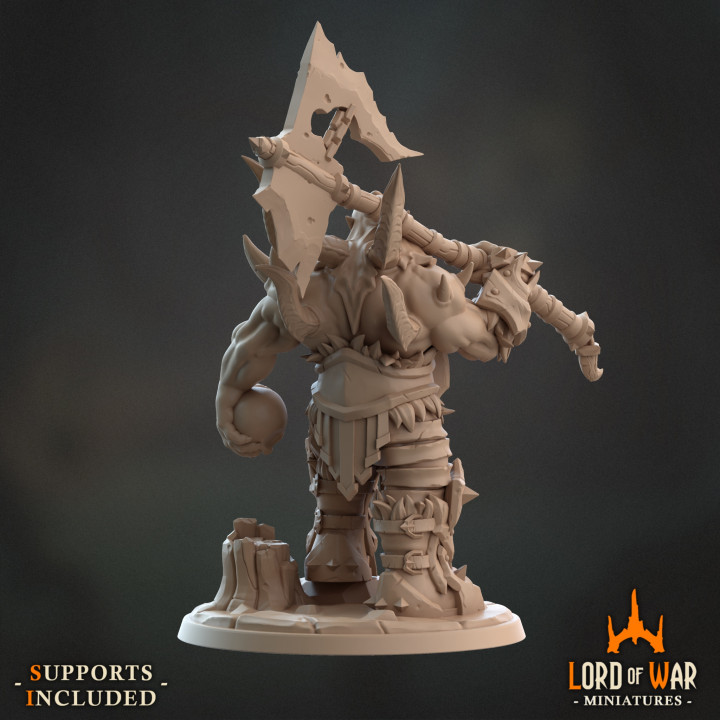 3D Printable Orc Executioner (Presupported) by Lord of War Miniatures