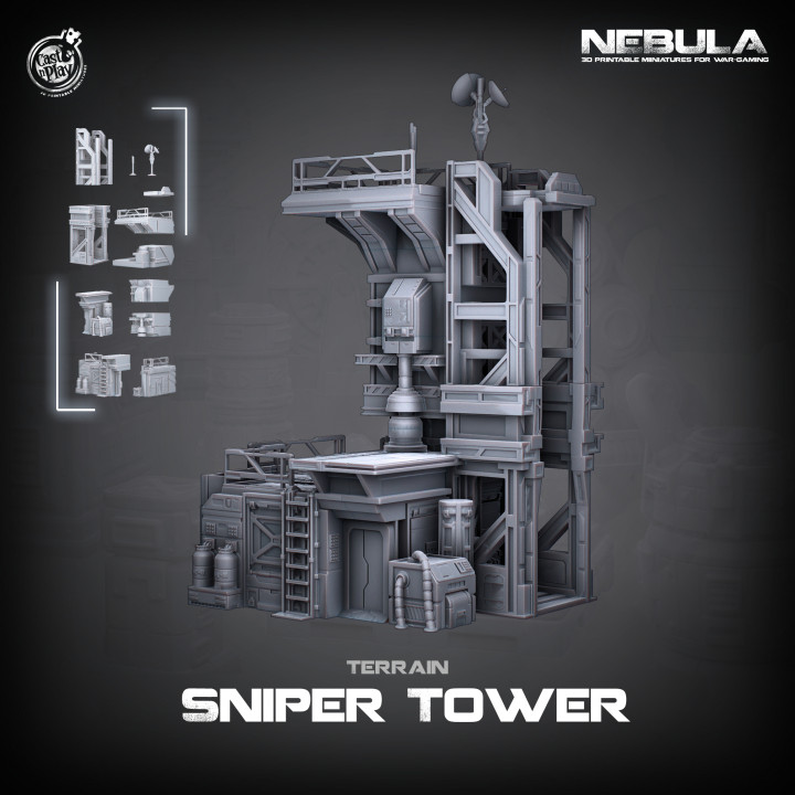 3D Printable Sniper Tower (Pre-Supported) | Nebula - Terrain by Cast n Play