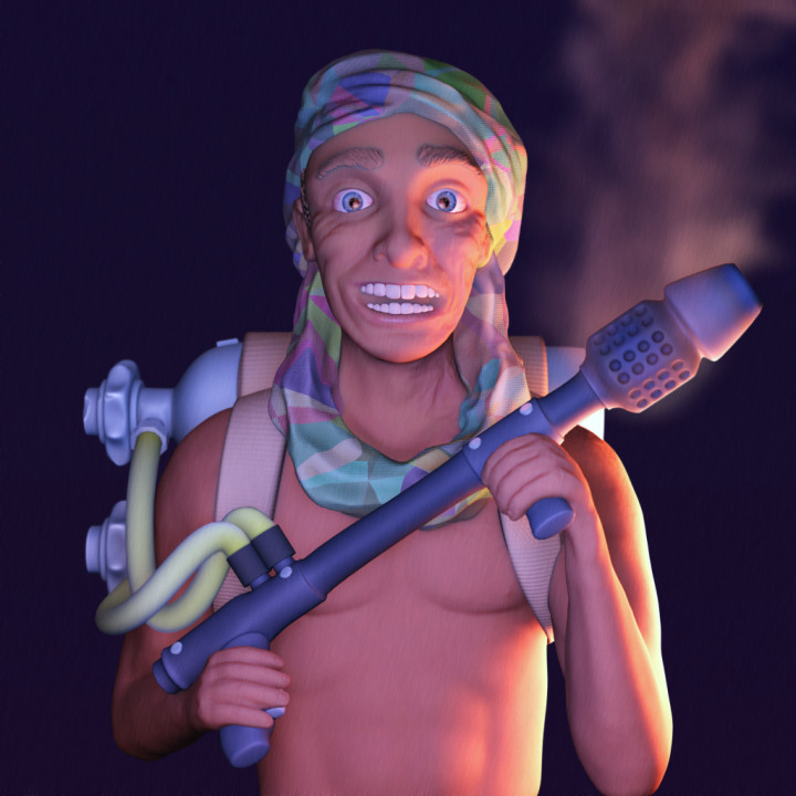 3D Printable A Human Pyromancer 'Pete Heat' by The Kaboobles Project