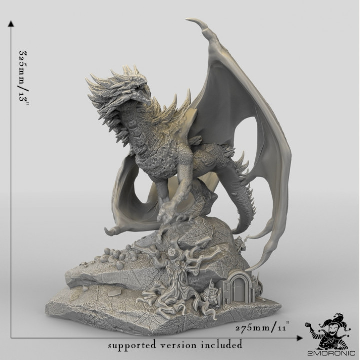 3D Printable Colossal Unique Dragon Diorama 325mm/13 inch height by ...