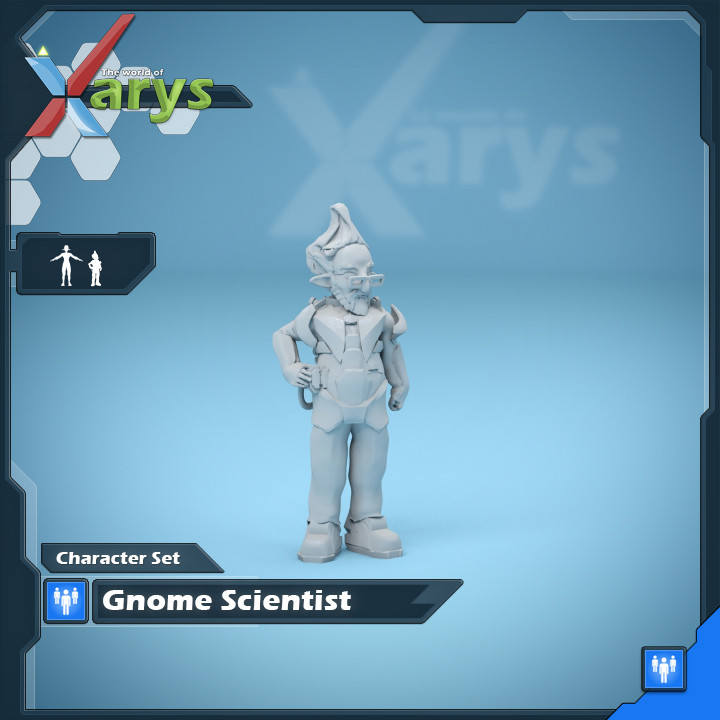 3D Printable Gnome Scientist by Xarys Games