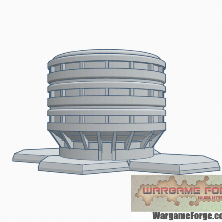 3D Printable Sci-Fi Building 34 with Hex Base SFHB034 by Wargame Forge