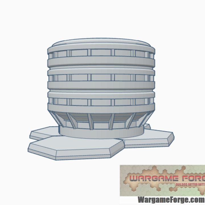 3D Printable Sci-Fi Building 34 with Hex Base SFHB034 by Wargame Forge