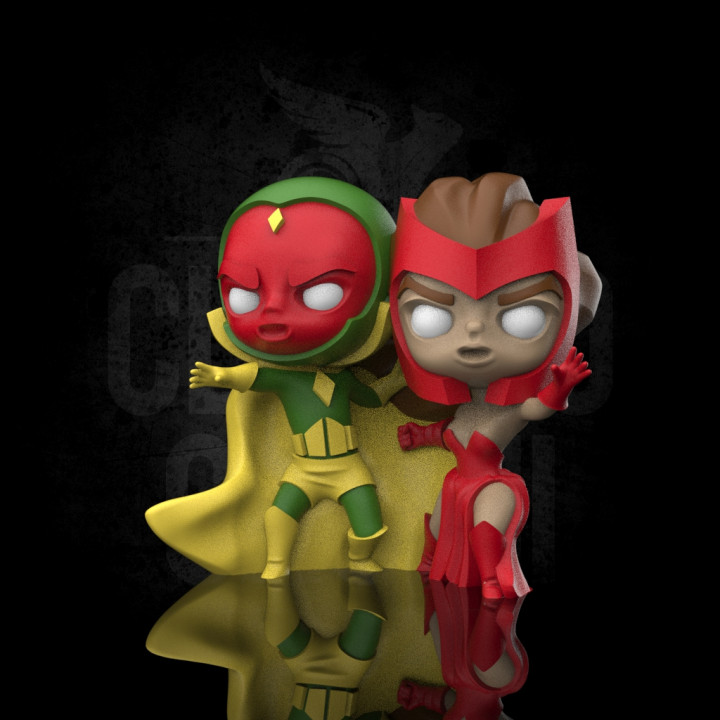3D Printable (FA 0012) Vision & The Scarlet Witch chibi fan art by ...