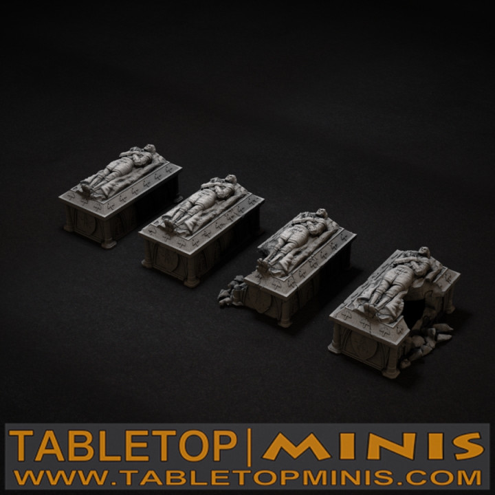 3D Printable Vampire Stone Sarcophagus by TableTopMinis
