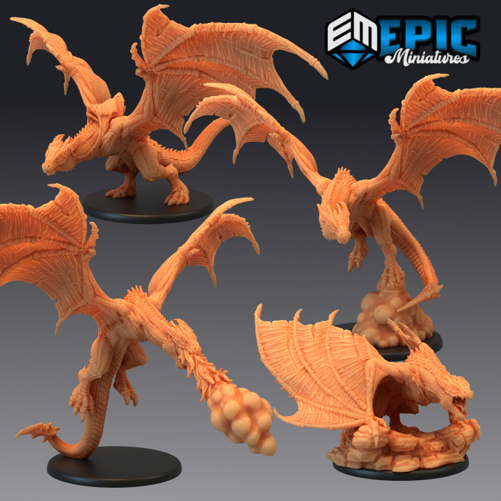 3D Printable Draconic Wyvern Set / Bulky Dragon / Flying Fire Drake by ...