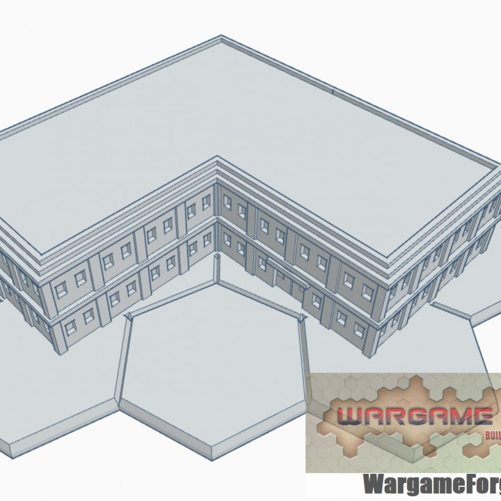 3D Printable Modern Building 4 with Hex Base MHB004 by Wargame Forge